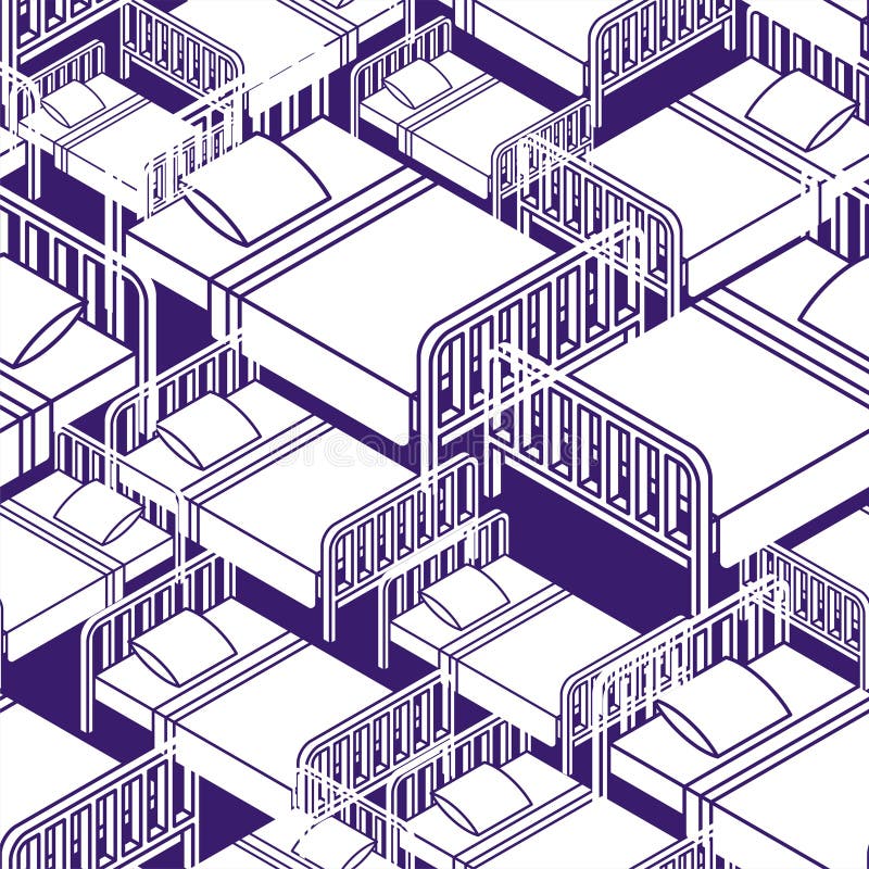 Bed Pattern Seamless. Bd with Blanket and Pillow Background Stock ...