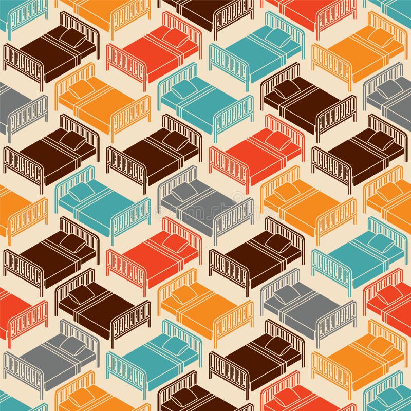 Bed Pattern Seamless. Bd with Blanket and Pillow Background Stock ...