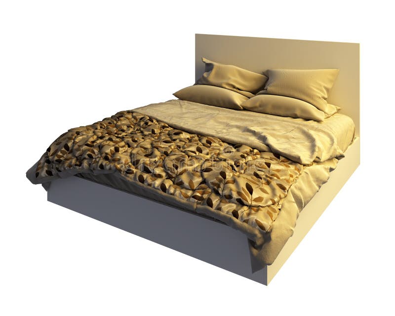 Bed Photorealistic Render Isolated on White Stock Illustration ...