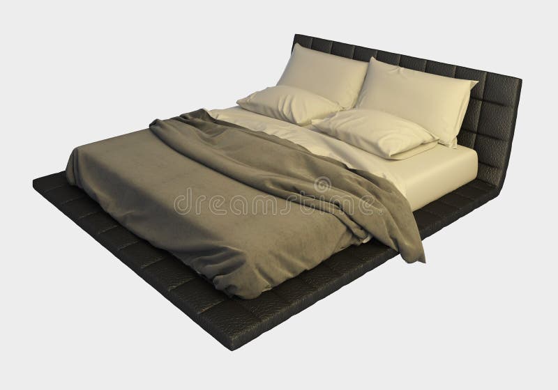 Bed Photorealistic Render Isolated on White Stock Illustration ...