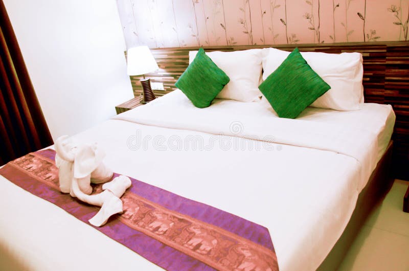 Bed and Pillow Were Prepared for Guest Stock Photo - Image of lifestyle ...