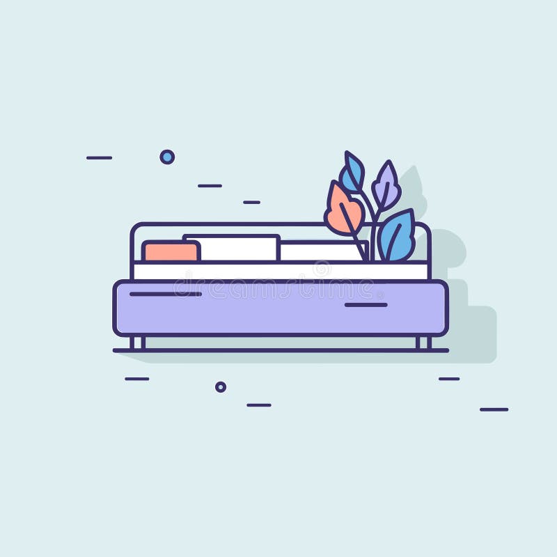 Vector of a Flat Icon Vector of a Bed with a Plant on Top Stock Vector ...