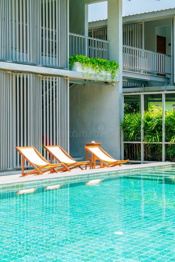 Bed Pool Around Swimming Pool in Hotel Resort Stock Image - Image of ...