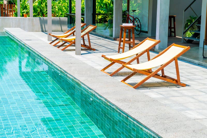 Bed Pool Around Swimming Pool Stock Image - Image of resort, pool ...