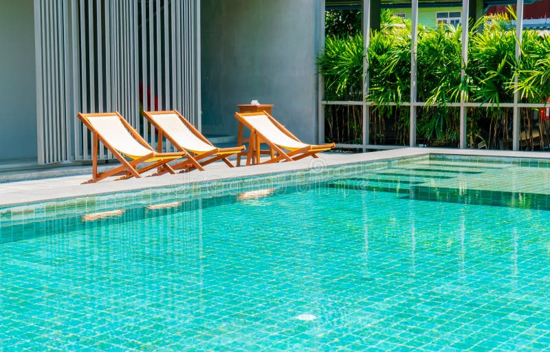 Bed Pool Around Swimming Pool Stock Photo - Image of landscape, sunset ...