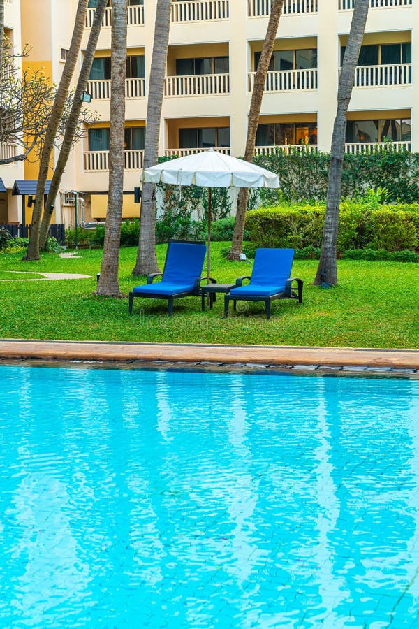 Bed Pool Around Swimming Pool in Hotel Resort Stock Image - Image of ...