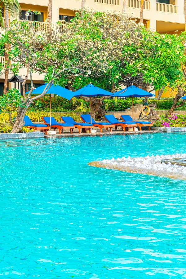 Bed Pool Around Swimming Pool in Hotel Resort Stock Image - Image of ...