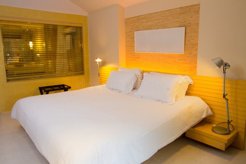 Hotel Room at Night stock photo. Image of interior, architecture - 18881214