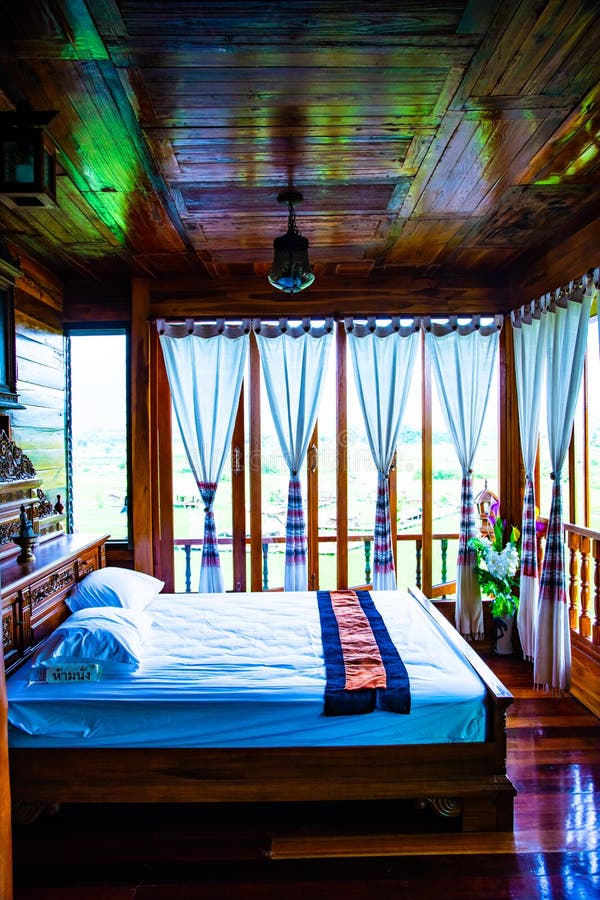 Bed room beside rice field stock photo. Image of countryside - 129971760