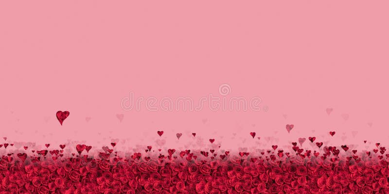 A Bed of Roses Rising Up As Hearts Stock Illustration - Illustration of ...