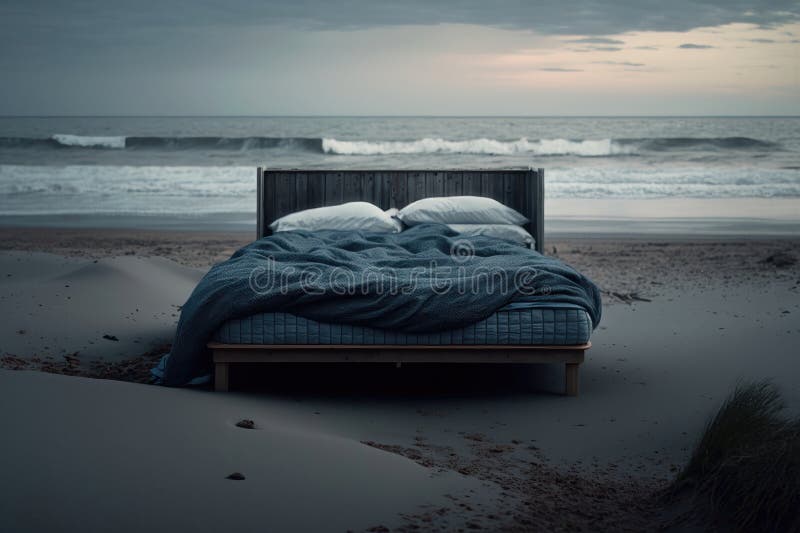 Bed by the Sea. Creative Design Concept. Ai Generation Stock ...