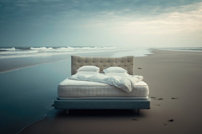 Bed by the Sea. Creative Design Concept. Ai Generation Stock ...