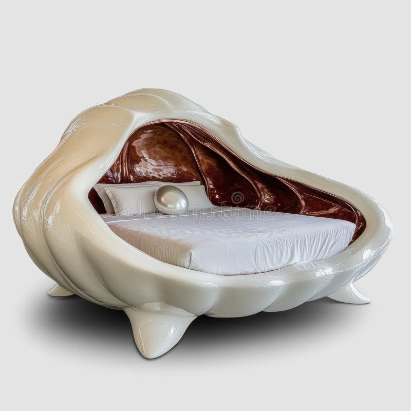A Bed with a Shell Shaped Headboard and Foot Board, AI Stock Image ...