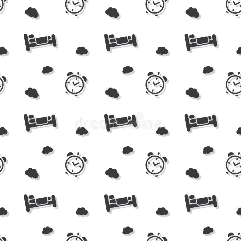 Bed for Sleeping with Alarm Clock Seamless Pattern Clear Background ...