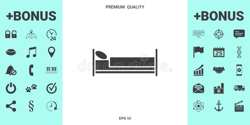 Bed symbol icon stock vector. Illustration of motel - 123476017