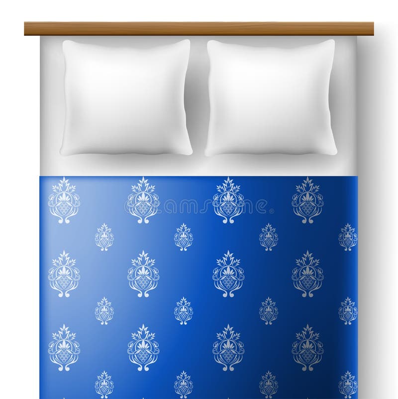Bed from Top View with Pillows Stock Vector - Illustration of pattern ...