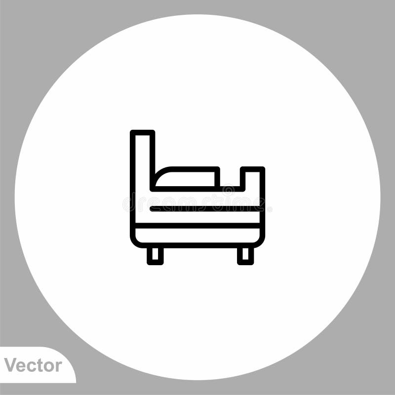 Bed Vector Icon Sign Symbol Stock Vector - Illustration of object ...