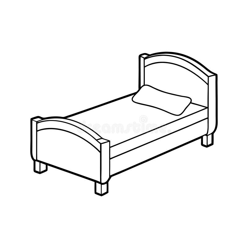Bed Vector Outline Style Design. Stock Illustration - Illustration of ...