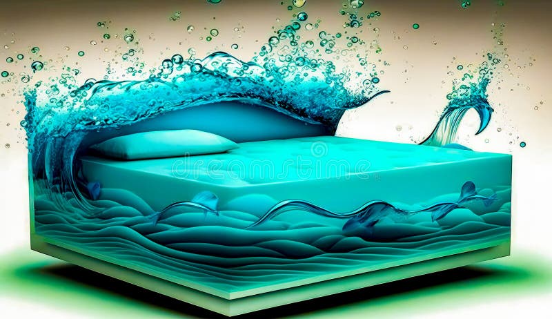 Bed with Water Splashing on it and Pillow on Top of it. Generative AI ...