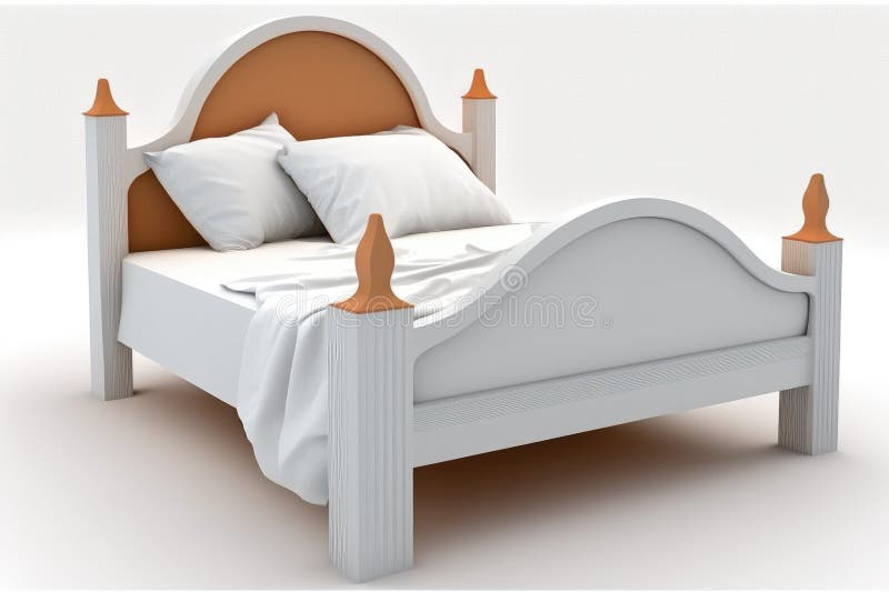 Bed on a White Background. Generative AI Stock Illustration ...