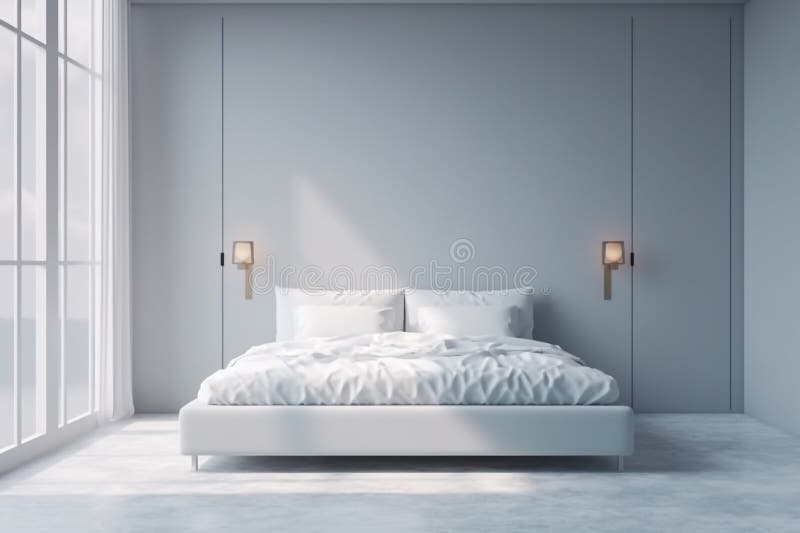 Bed and White Floating Clouds Abstract Illustration. Generative AI ...