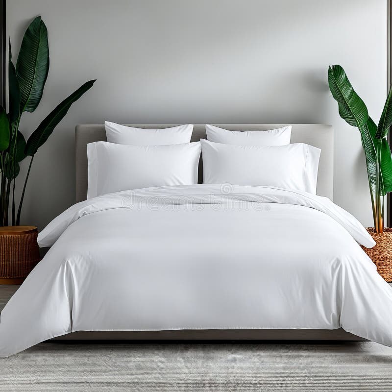 A Bed with White Sheets and Pillows in a Bedroom Setting Stock Image ...