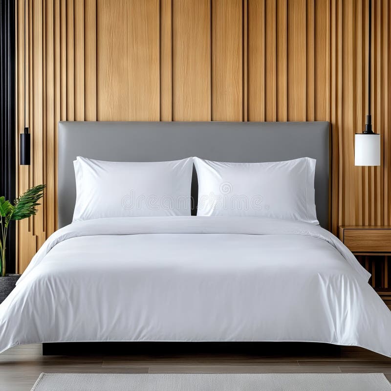 A Bed with White Sheets and Pillows in a Bedroom Setting Stock Photo ...