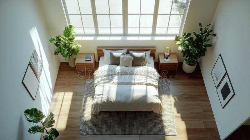 Bed and Window stock photo. Image of decoration, furniture - 376403308