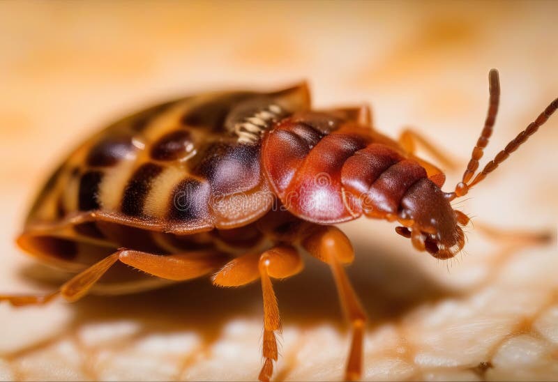 Bedbug Close Up of Cimex Hemipterus - Bed Bug on Bed Background , High ...