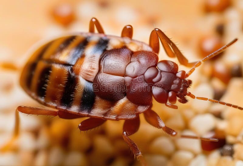 Bedbug Close Up of Cimex Hemipterus - Bed Bug on Bed Background , High ...