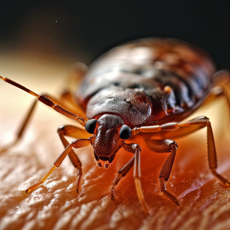 Bedbug Close Up of Cimex Hemipterus Bed Bug on Bed Background ...