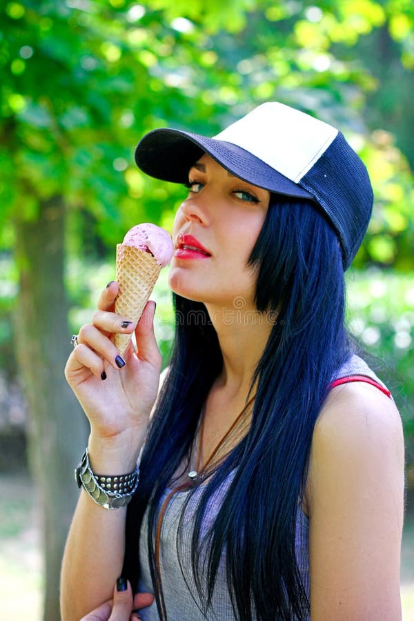 Beddable Grunge Girl with Ice Cream Outside Stock Image - Image of ...