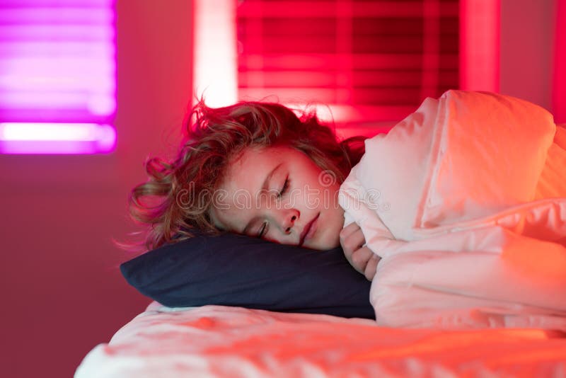 Bedding Kid. Child Boy Sleep, Napping. Kid Sleeping in Bed. Stock Image ...