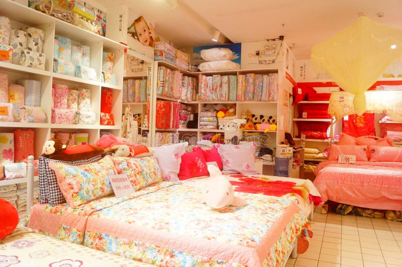 Bedding Sheets are Displayed in the Window Editorial Photography ...