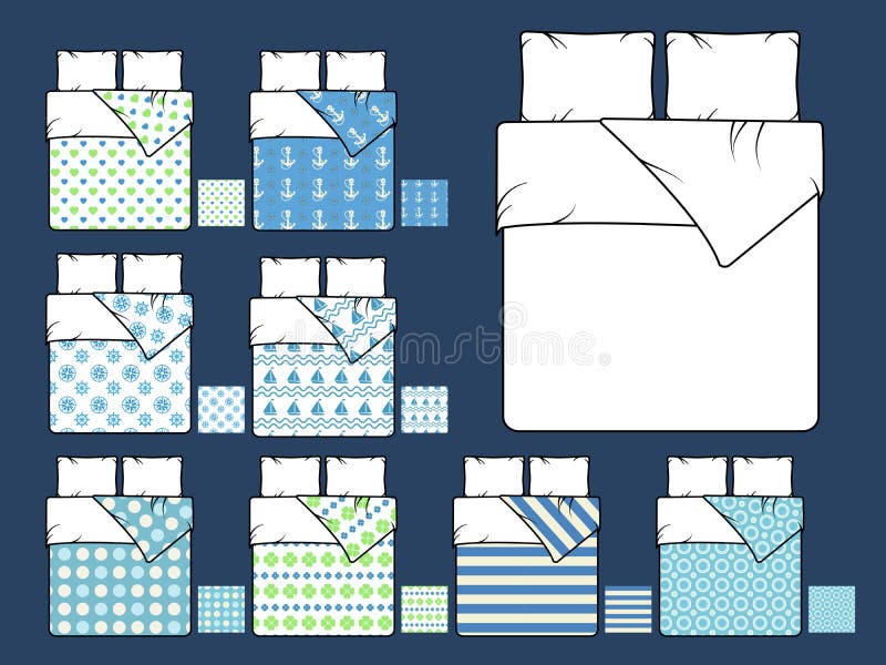 Bedding Vector Mockup and Sample Seamless Patterns Fills Stock Vector ...