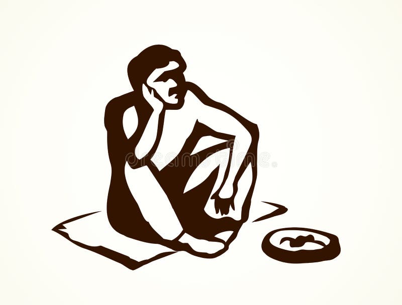 Bedelaar Vector tekening vector illustratie. Illustration of begrip ...