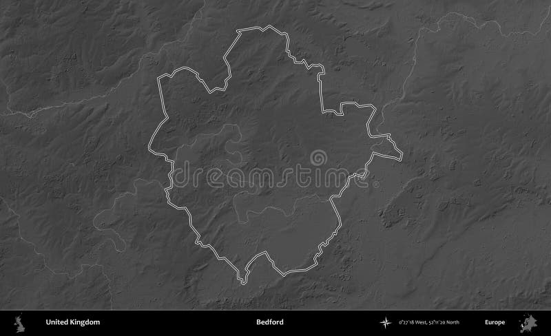 Bedford Outlined, United Kingdom. Grayscale Stock Illustration ...