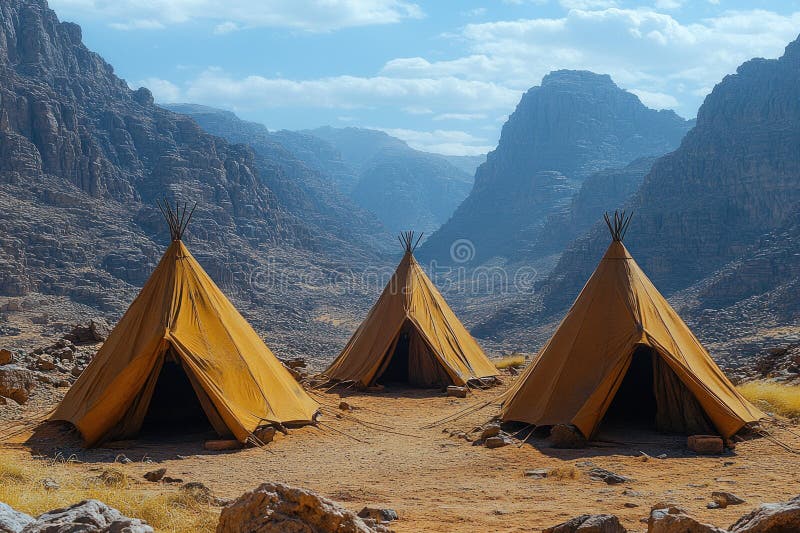 Bedouin Tents in a Desert, Cultural and Serene, Middle Eastern Theme ...