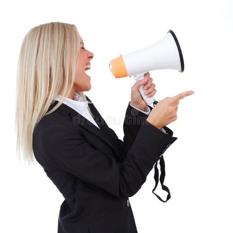 Bedrijfs Vrouw Met Megafoon Stock Afbeelding - Afbeelding bestaande uit ...