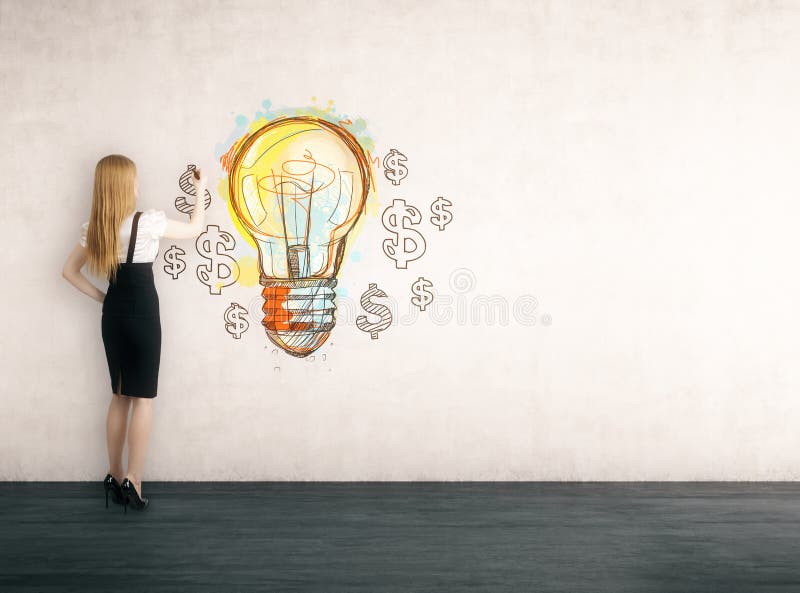 Bedrijfsdame Met Nieuw Idee Stock Afbeelding - Image of lang, meisje ...