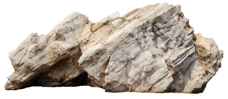 Bedrock Outcrop Surrounded by Limestone Rocks on White Background Stock ...