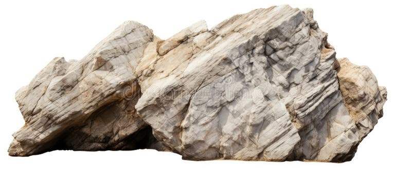 Bedrock Outcrop Surrounded by Limestone Rocks on White Background Stock ...