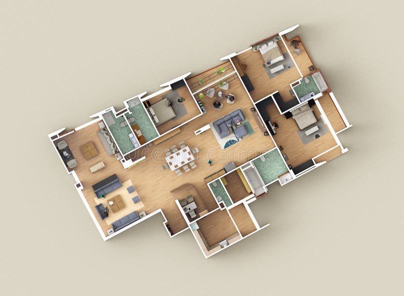 Isometric View of a Living Room Orthographic Floor Plan Realistic 3d ...