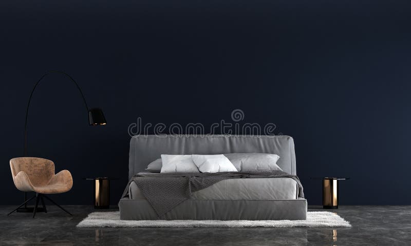 Modern Style Bedroom and Black Wall Texture Background Interior Design ...