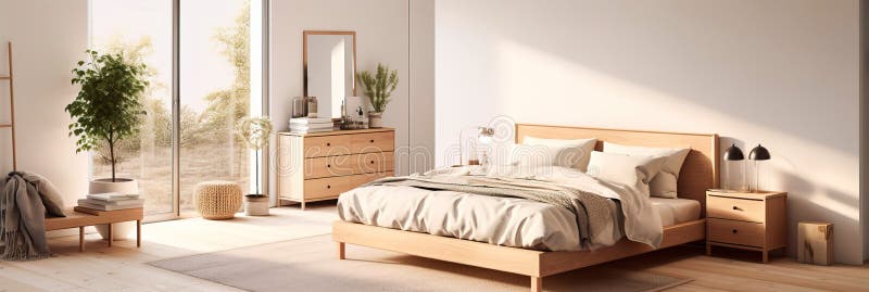 Bedroom with Clean Lines, Natural Materials, and Soft, Neutral Tones ...