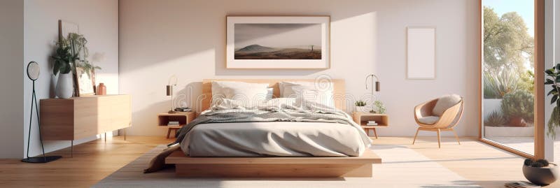Bedroom with Clean Lines, Natural Materials, and Soft, Neutral Tones ...