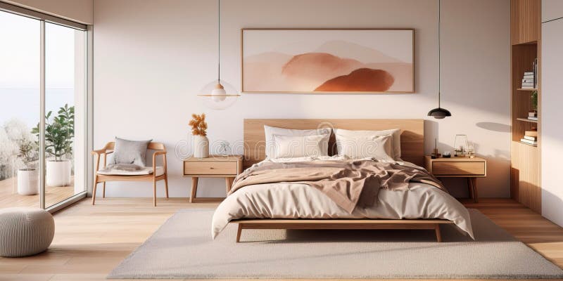 Bedroom with Clean Lines, Natural Materials, and Soft, Neutral Tones ...