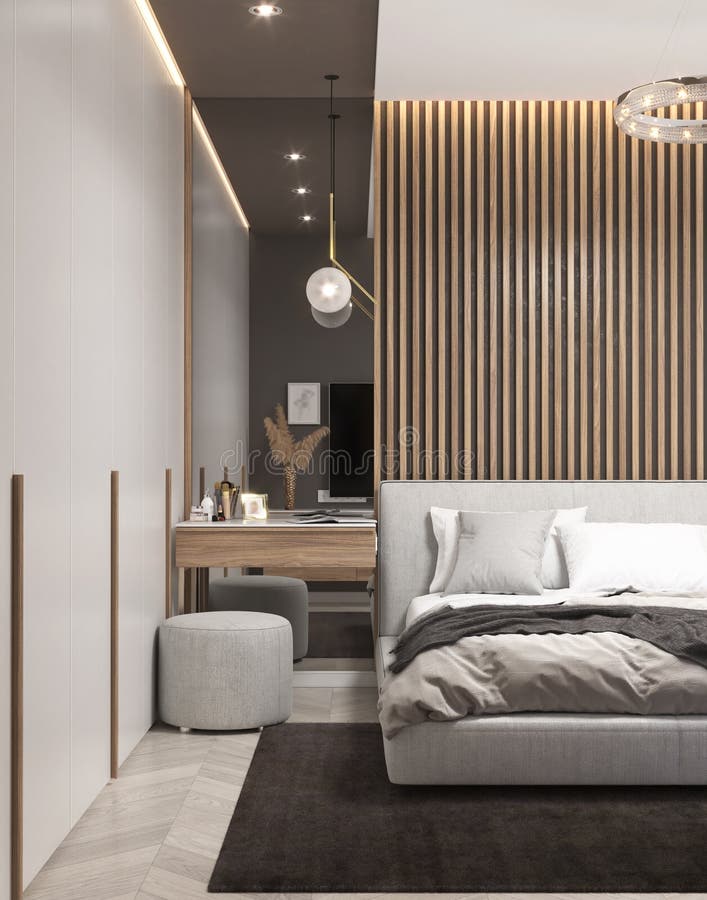 Bedroom in Conservative Styling, 3D Render Stock Illustration ...