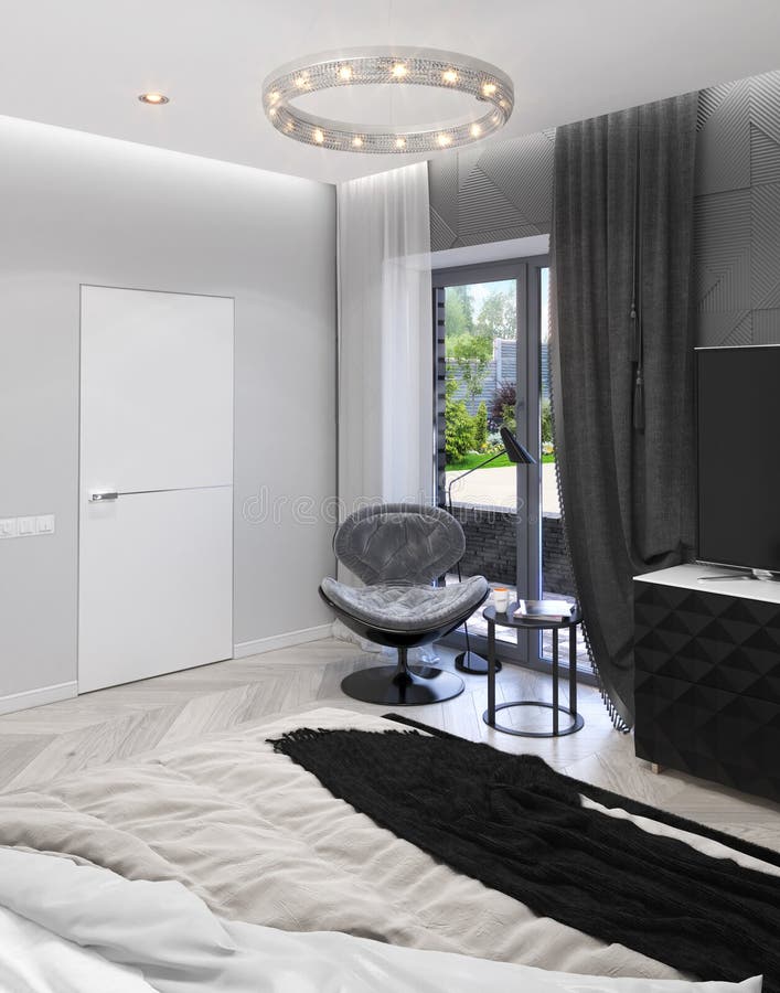 Bedroom in Conservative Styling, 3D Render Stock Illustration ...