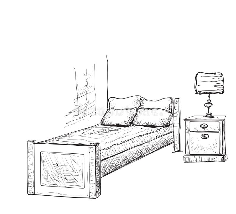 Bedroom Doodles Interior Sketch Stock Illustrations – 42 Bedroom ...